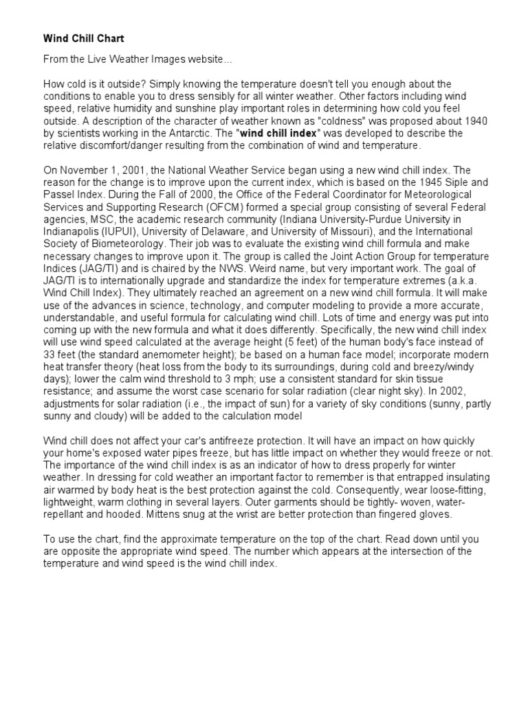 Wind Chill Index | PDF | Wound | Meteorology