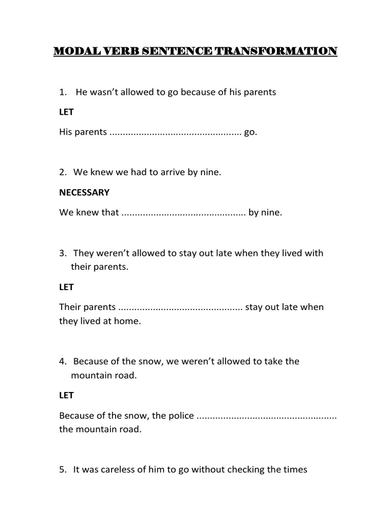 Modal Verb Sentence Transformation | PDF