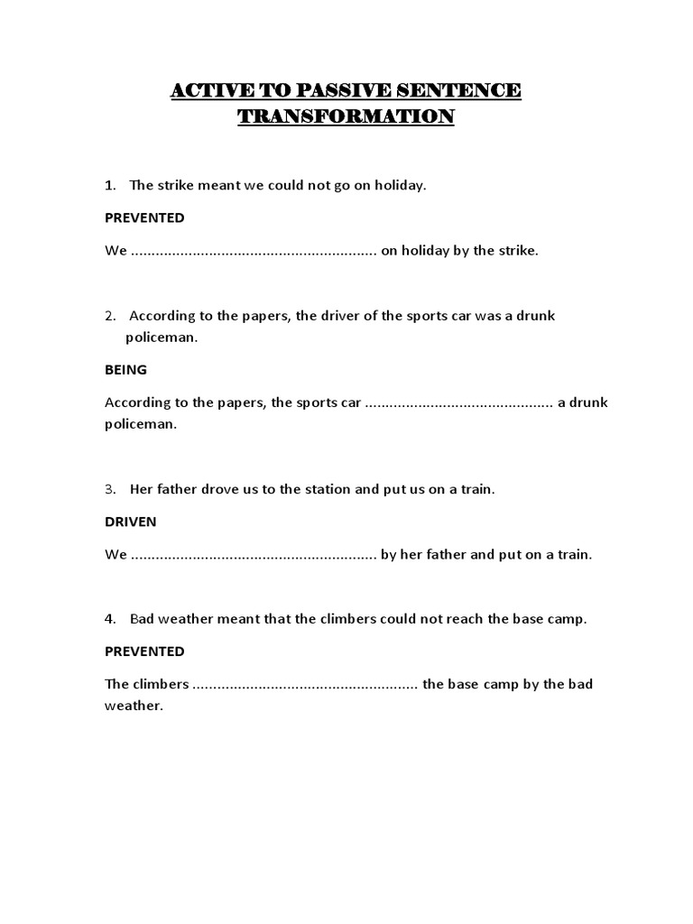 Active To Passive Sentence Transformation | PDF
