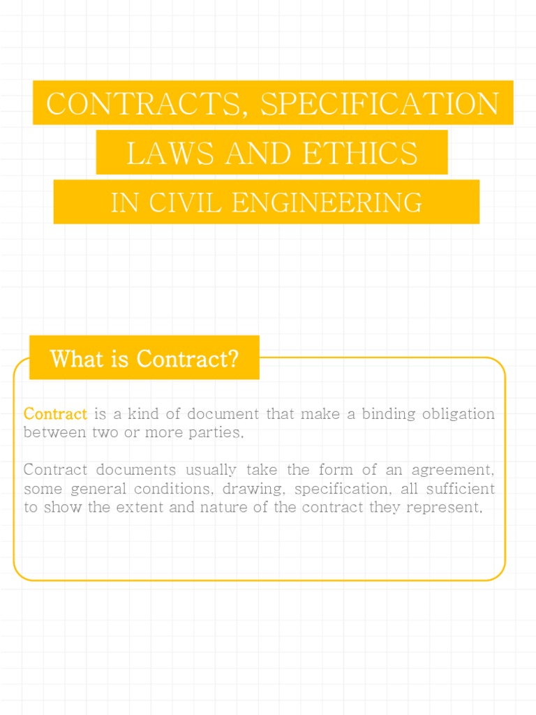 Contracts, Specification Laws and Ethics: in Civil Engineering | PDF | Specification (Technical ...