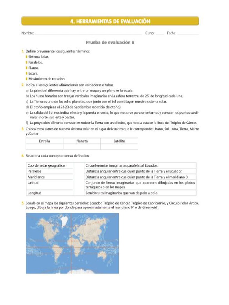 Examen Geografia 1 Eso Tema 1 | PDF