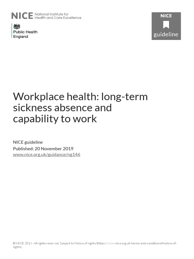 Workplace Health Longterm Sickness Absence and Capability To Work PDF ...