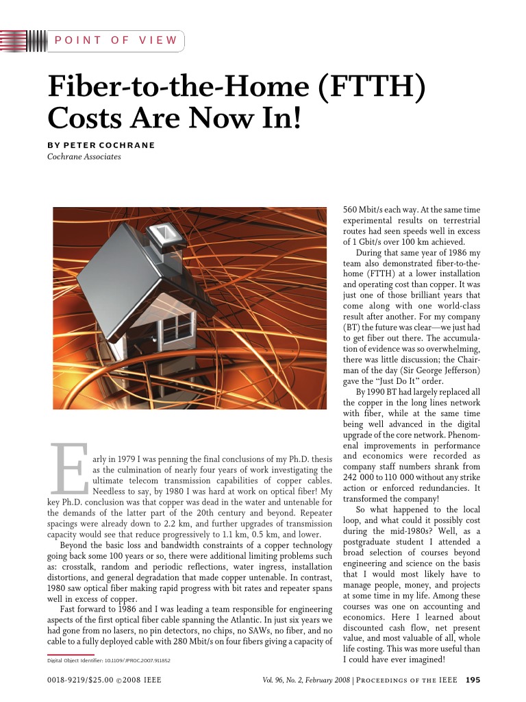 Fiber To The Home FTTH Costs Are Now in PDF | PDF | Fiber To The X ...