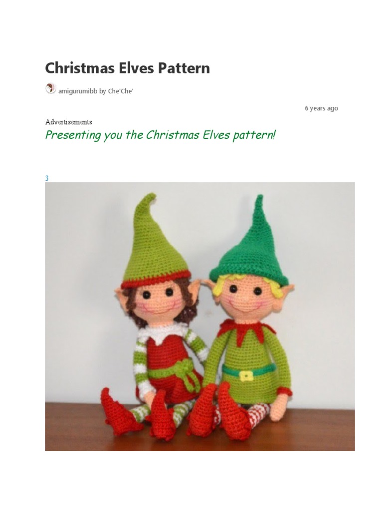 Presenting You The Christmas Elves Pattern! | PDF | Crochet | Figured ...