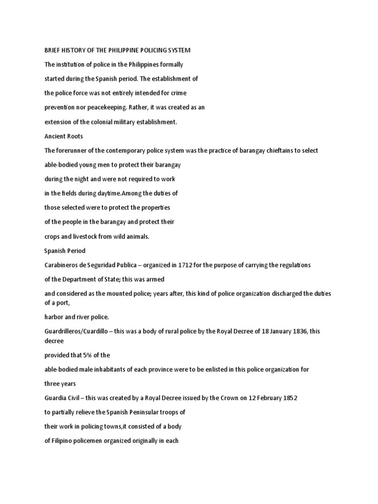 Brief History of The Philippine Policing System | PDF | History