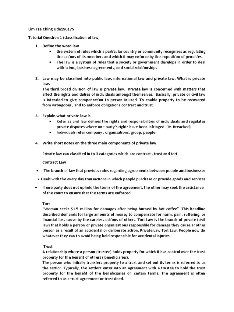 Understanding Private Law and Its Components | PDF | Trust Law | Tort