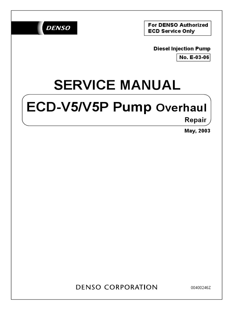 DENSO ECD-V5/V5P Pump Service Manual | PDF | Pump | Diesel Engine