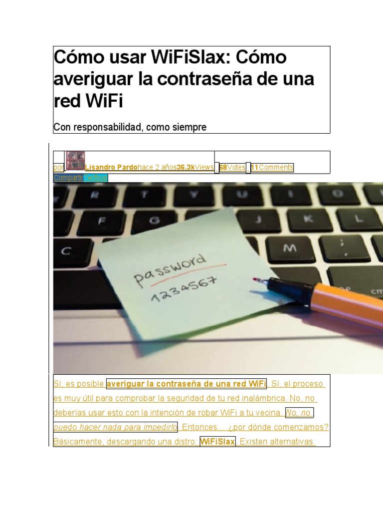 Cómo Usar WiFiSlax | PDF | Wifi | Contraseña