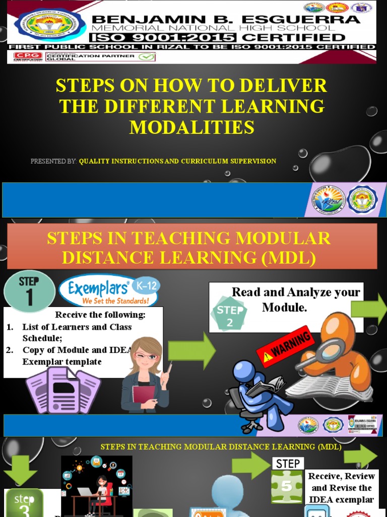 Steps On How To Deliver The Different Learning Modalities: Quality ...
