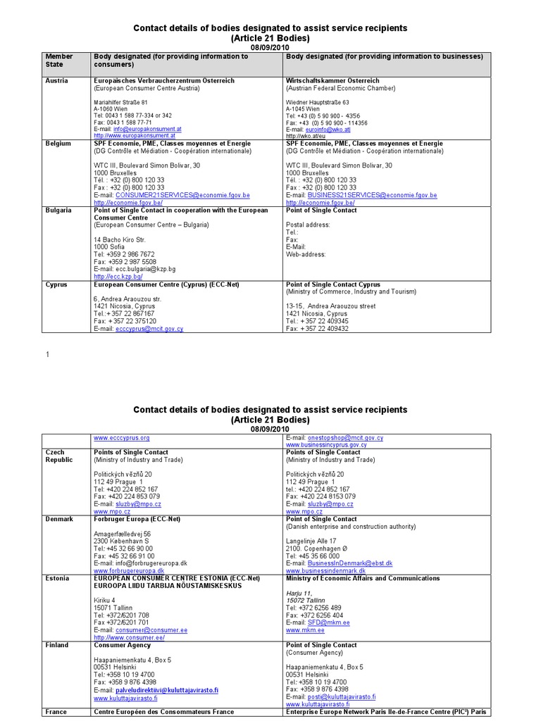Contact Details of Bodies Designated To Assist Service Recipients ...
