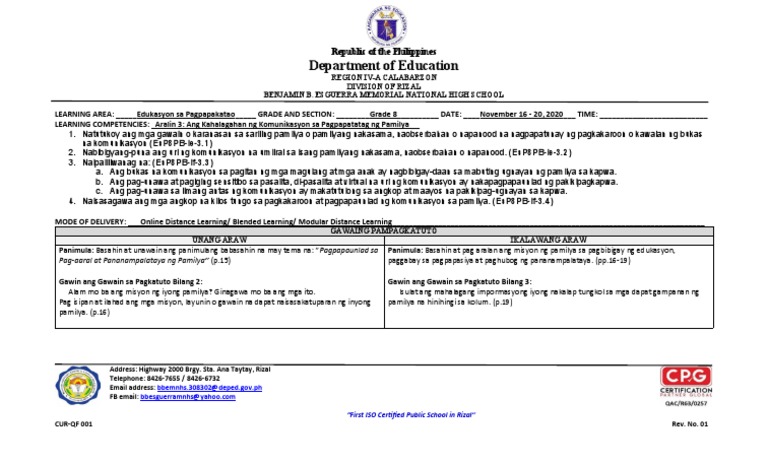 EsP G8 WHLP WK 3 | PDF