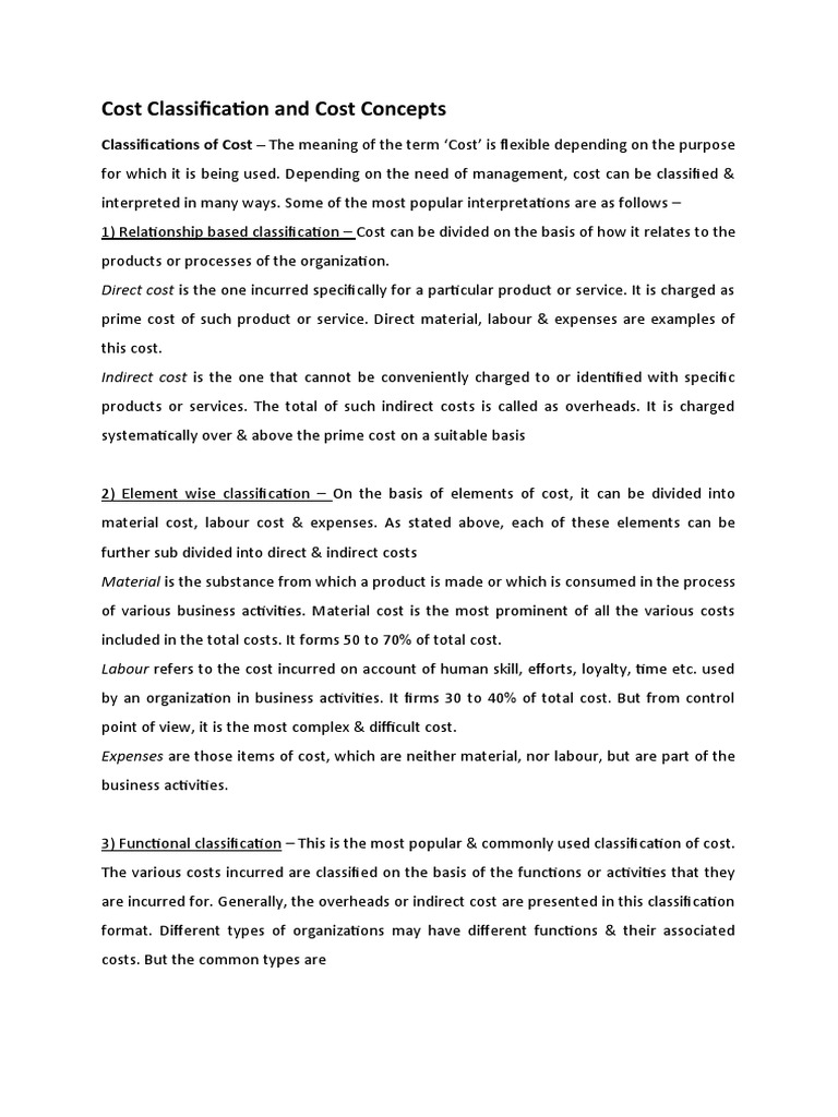 Chapter2 - Cost Classification and Concepts | PDF | Cost | Cost Of ...