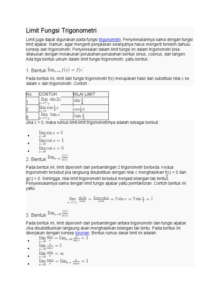 Limit Fungsi Trigonometri | PDF