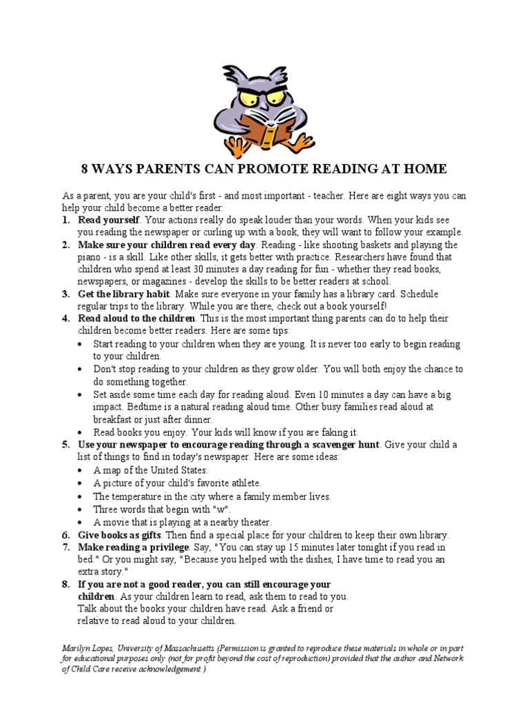 8 Ways Parents Can Promote Reading at Home | PDF