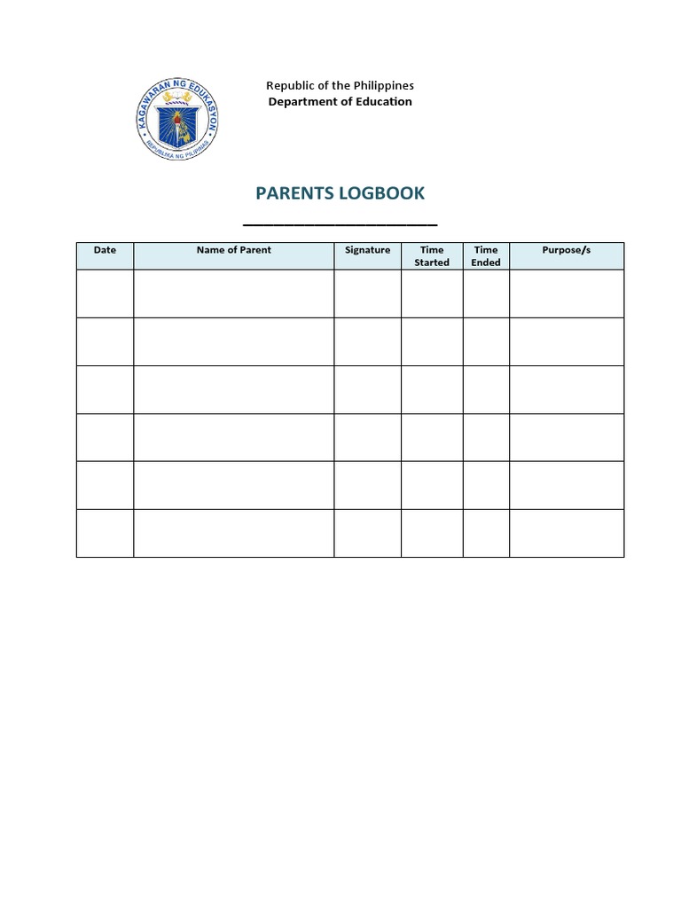 Parents Logbook: Department of Education | PDF