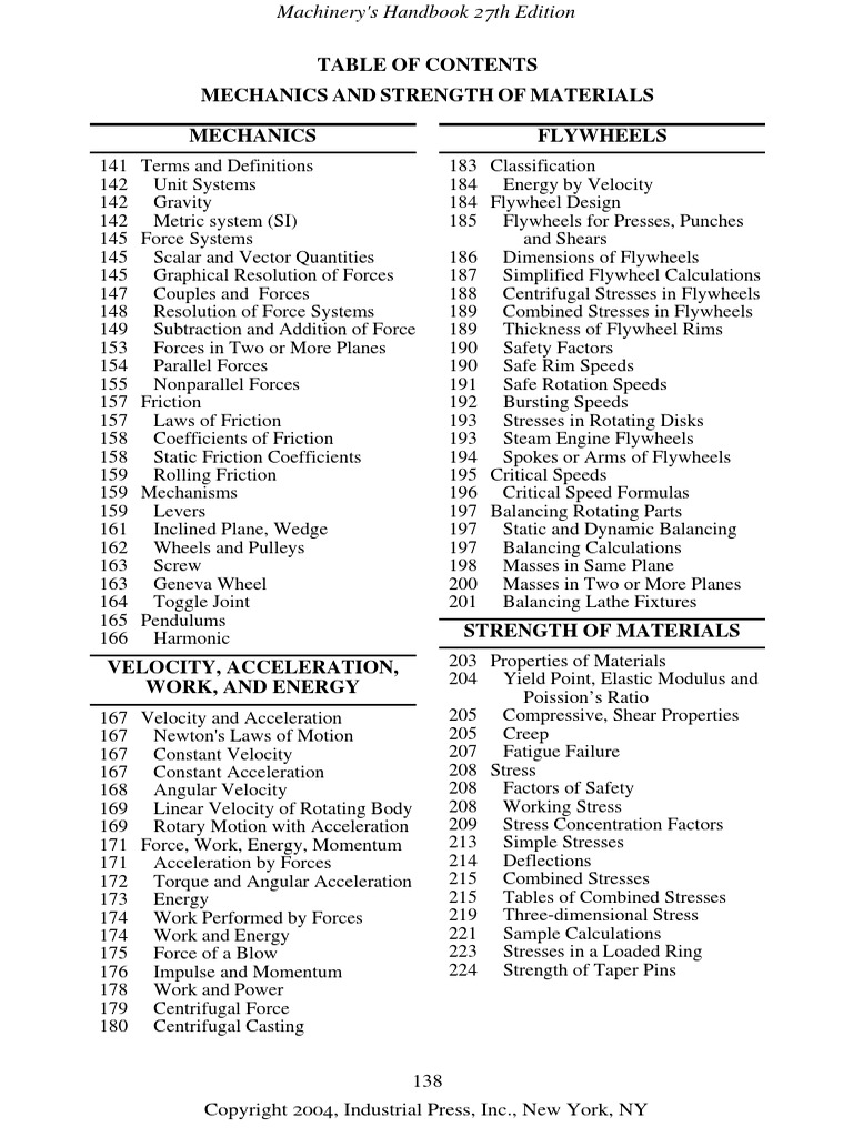 Machinery's Handbook 27th Edition: Mechanics and Strength of Materials ...