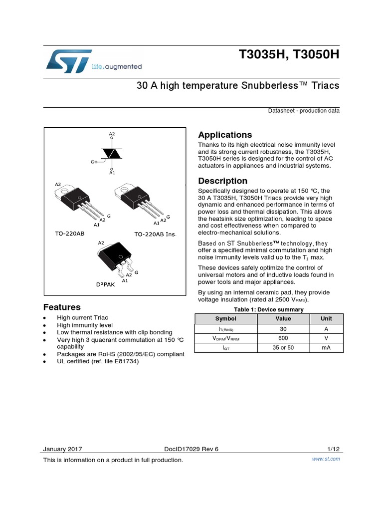 Triac 30A PDF | PDF | Root Mean Square | Electronics