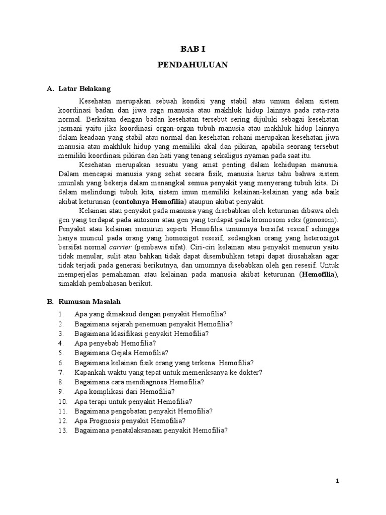 Makalah Biologi - Hemofilia | PDF