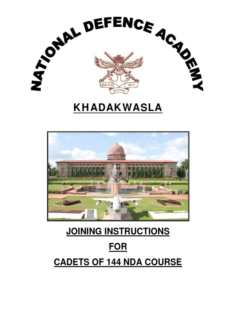 Khadakwasla: Joining Instructions FOR Cadets of 144 Nda Course | PDF ...