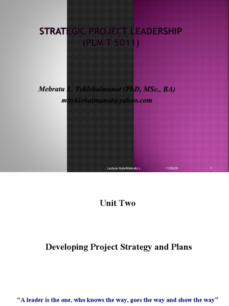 Developing Project Strategy and Plans (Chapter 2) MLT | PDF | Project ...