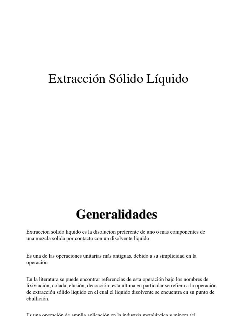 Extraccion Solido Liquido PDF | PDF | Solubilidad | Solvente