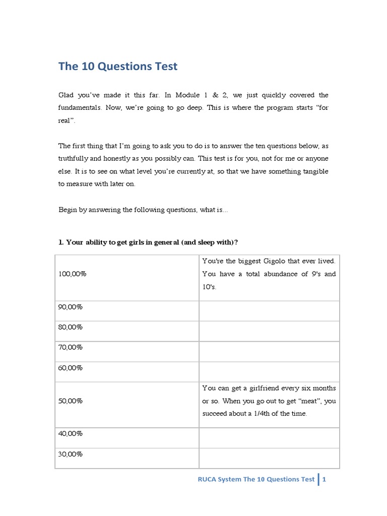 10 - The 10 Questions Test PDF | PDF