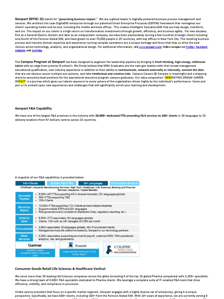 Genpact - AVP Operations JD | PDF | Competence (Human Resources) | Six ...