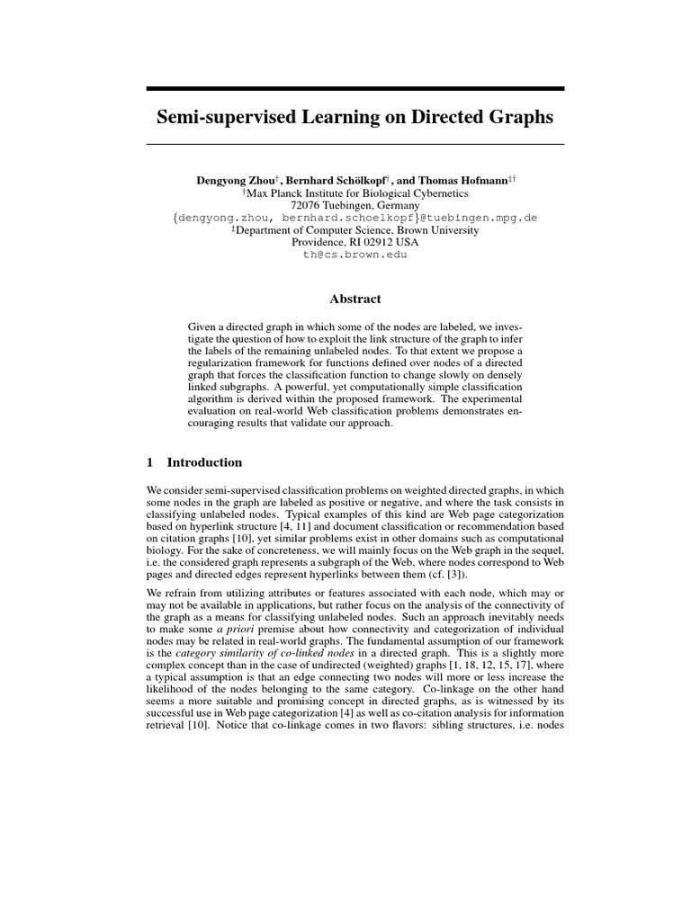 33 Semi Supervised Learning On Directed Graphs Pdf Vertex Graph Theory Statistical