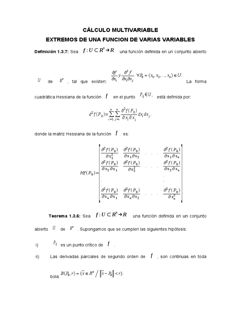 Extremos de Funciones Multivariables | PDF | Función (Matemáticas ...