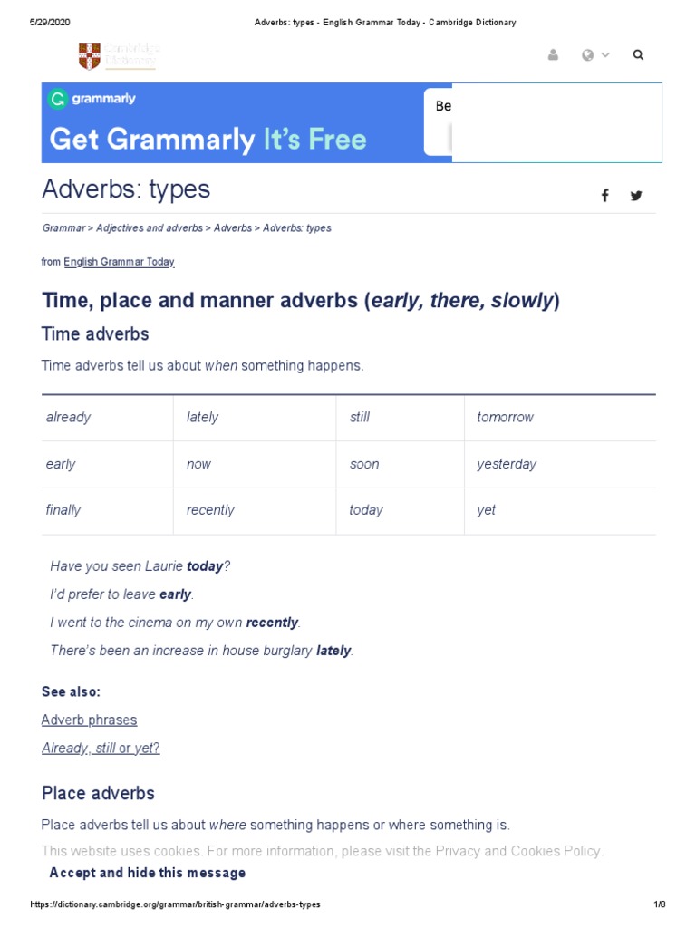 02-07 - Adverbs - Types - English Grammar Today - Cambridge Dictionary ...