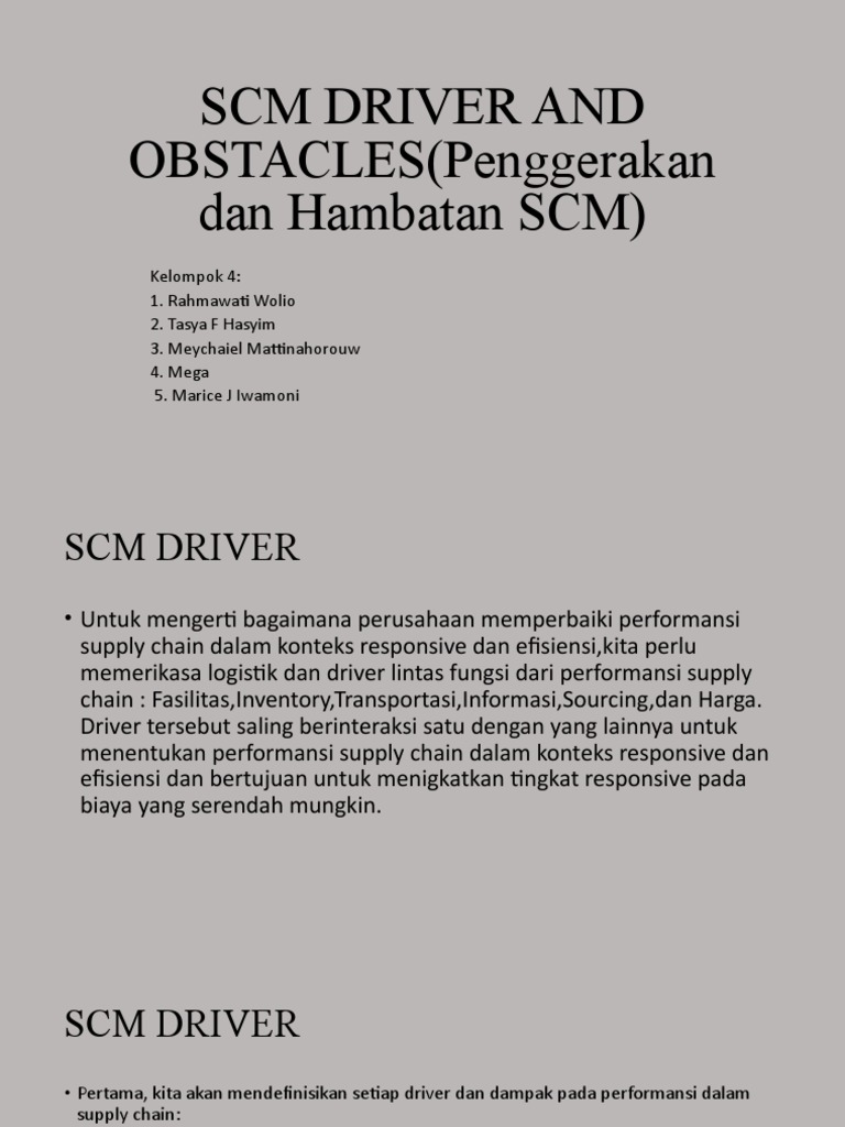 SCM Driver and Obstacles | PDF | Bisnis