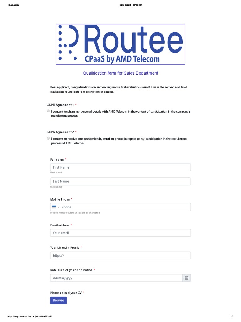Qualification Form For Sales Department: First Name | PDF | Sales ...