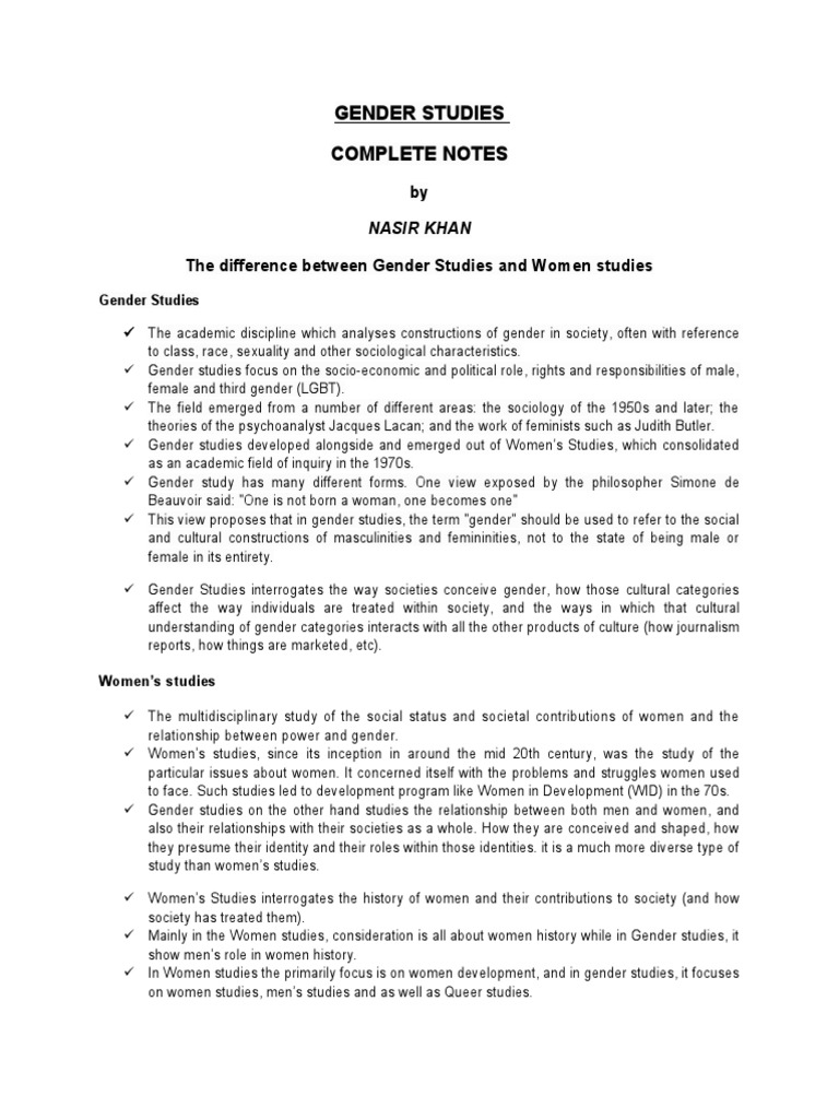 Gender Studies Complete Course For CSS | PDF | Feminism | Gender Studies