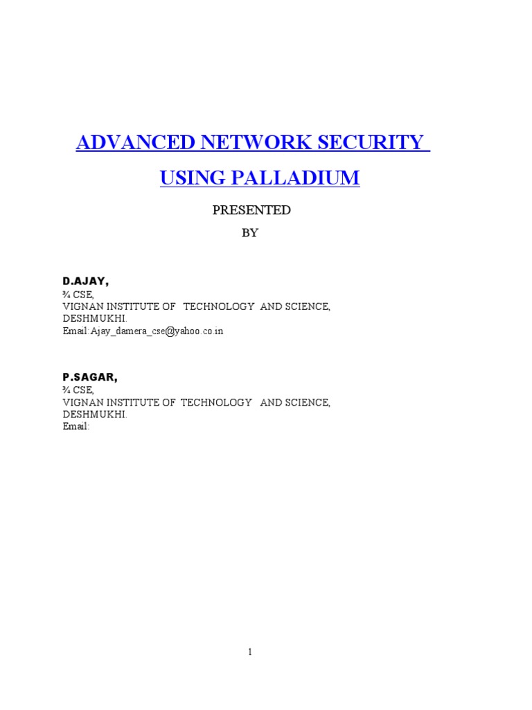 Advanced Network Security Using Palladium | PDF | Computer Hardware | Encryption