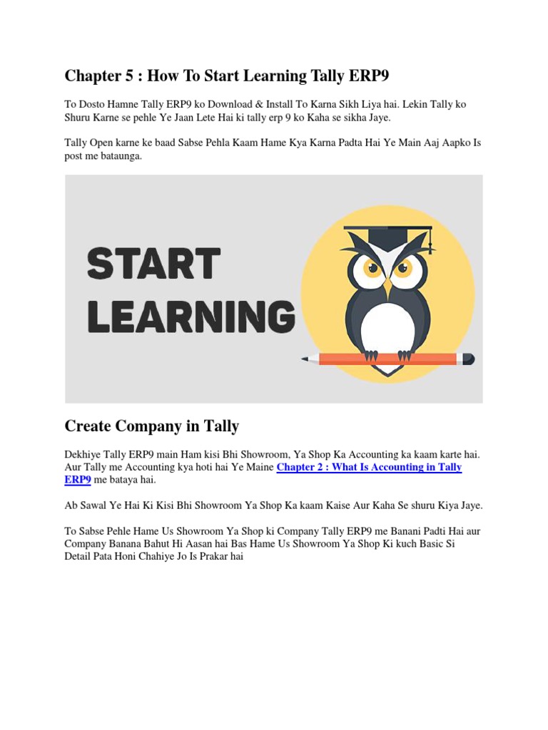 Start Learning Tally ERP9 Basics | PDF