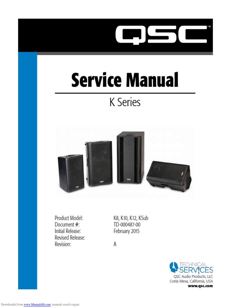 QSC K8 K10 K12 KSub Service Manual | PDF | Power Supply | Rectifier