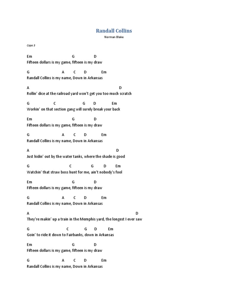 Randall Collins Chords Lyrics | PDF