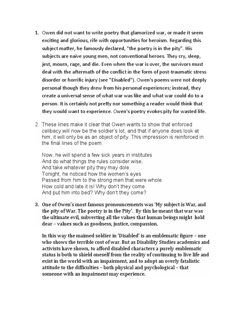 Disabled Analysis 2 | PDF | Poetry