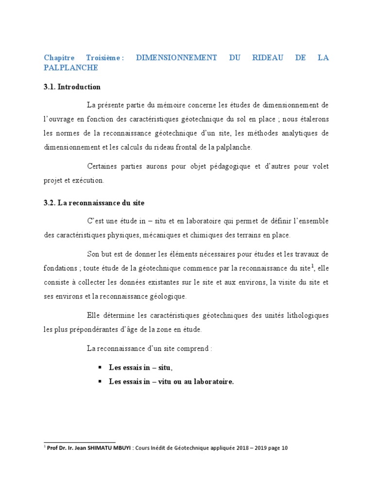 Chapitre Troisième Le Dimensionnement Des Palplanches | PDF | Génie géotechnique | Sciences ...
