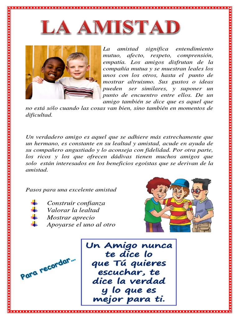 La Amistad Significa Entendimiento Mutuo | PDF