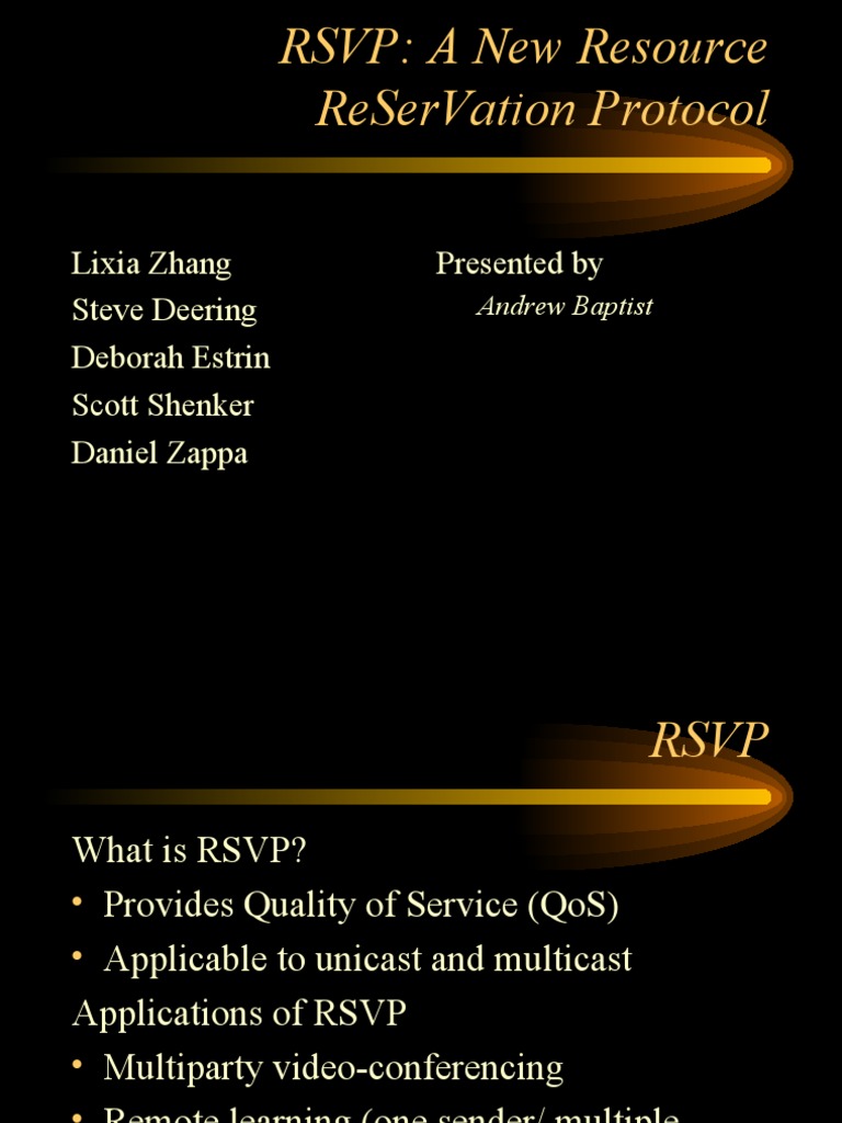 Resource ReSerVation Protocol. (RSVP) | PDF | Quality Of Service ...