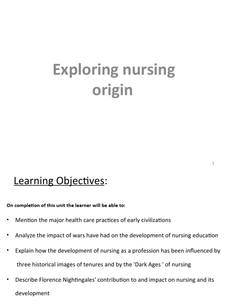 1 Unit One Nursing History | PDF | Florence Nightingale | Nursing