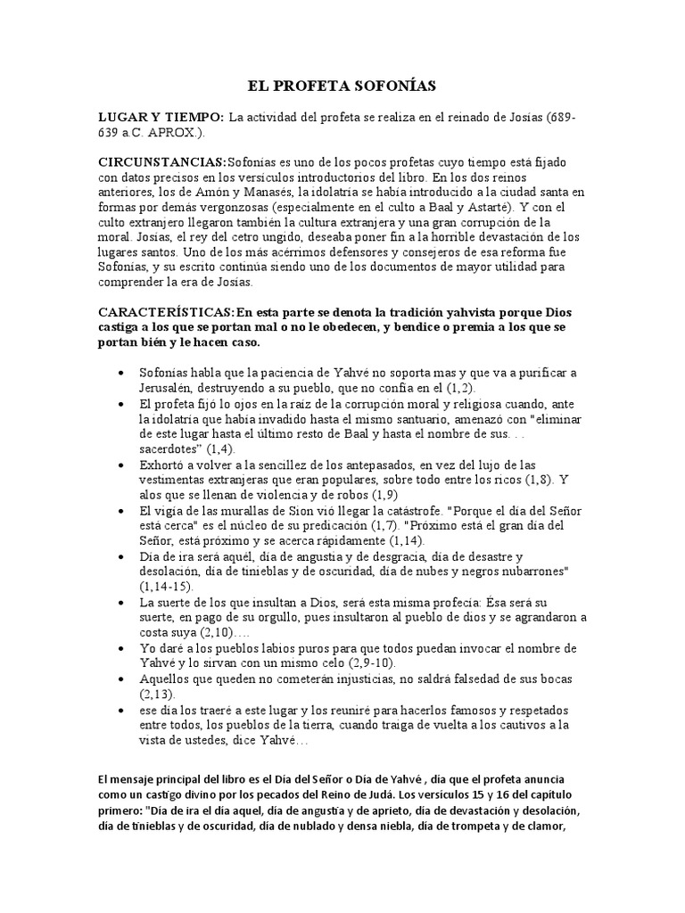 El Profeta Sofonías | PDF | Contenido bíblico | Comportamiento religioso y experiencia