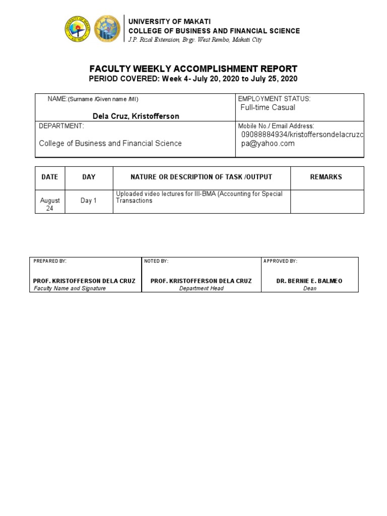 Sample Accomplishment Report | PDF