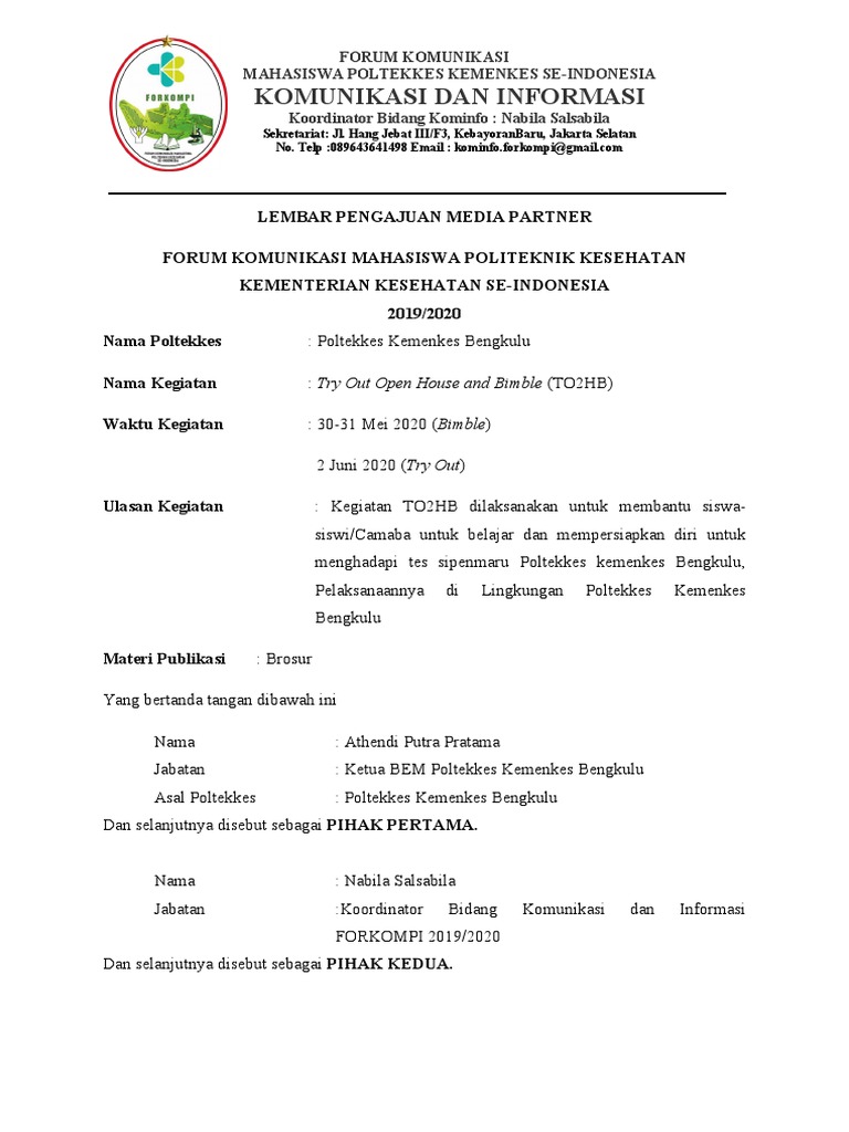 Fix Format Lembar Pengajuan Media Partner FORKOMPI | PDF | Ilmu Sosial ...