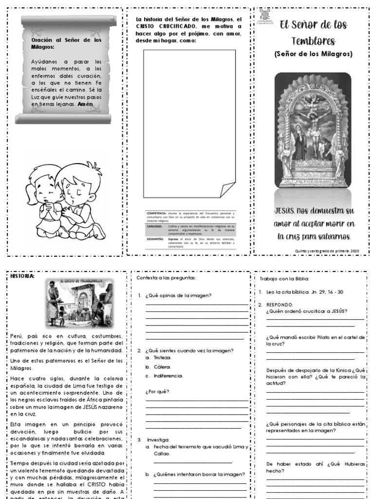 Tríptico Señor de Los Milagros 5° y 6° Grado PDF | PDF | Milagro | Jesús