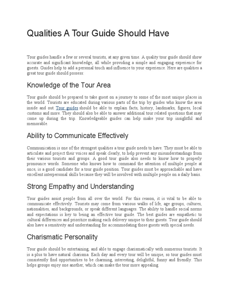 Qualities A Tour Guide Should Have | PDF | Empathy | Experience