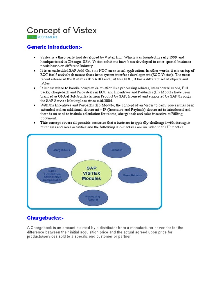 Concept of Vistex: Generic Introduction | PDF | Rebate (Marketing ...