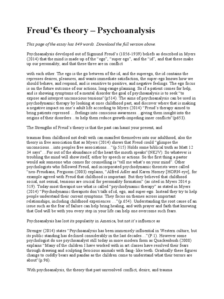 Freud's Psychoanalytic Theory Explained | PDF | Id | Psychoanalysis