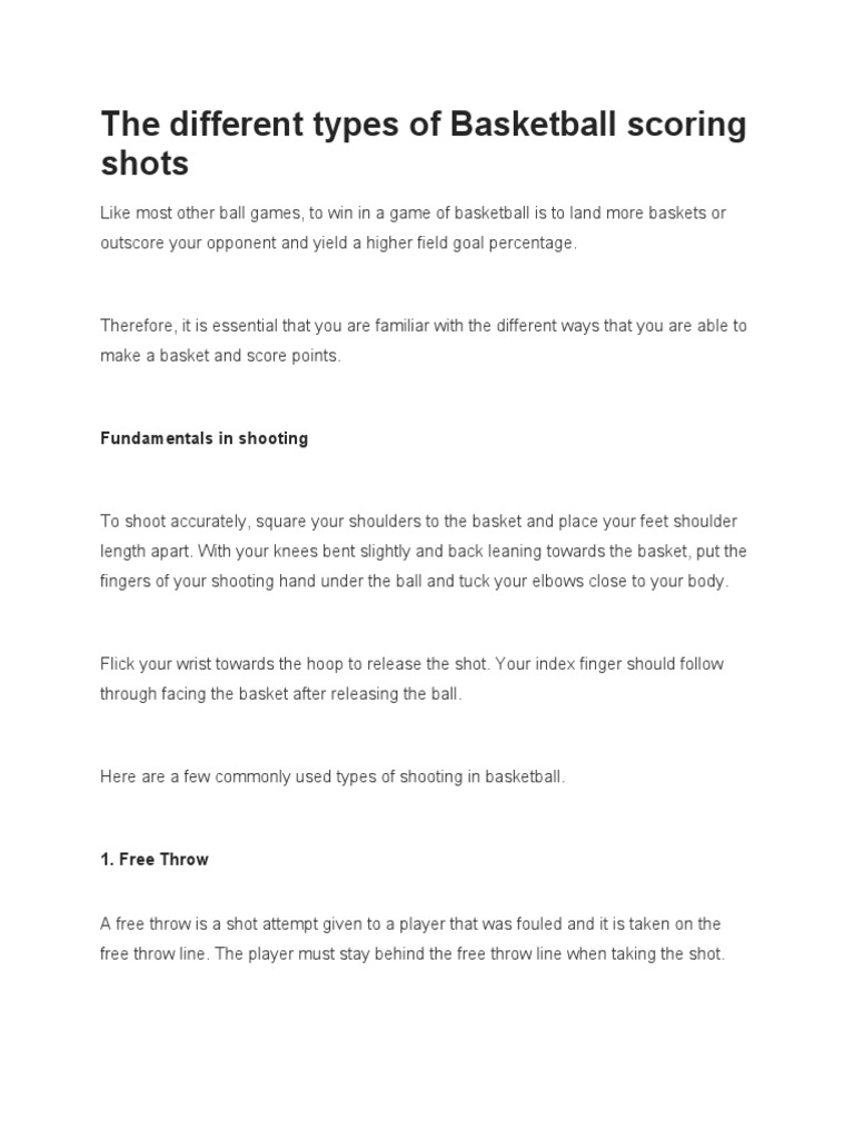 The Different Types of Basketball Scoring Shots: Fundamentals in ...